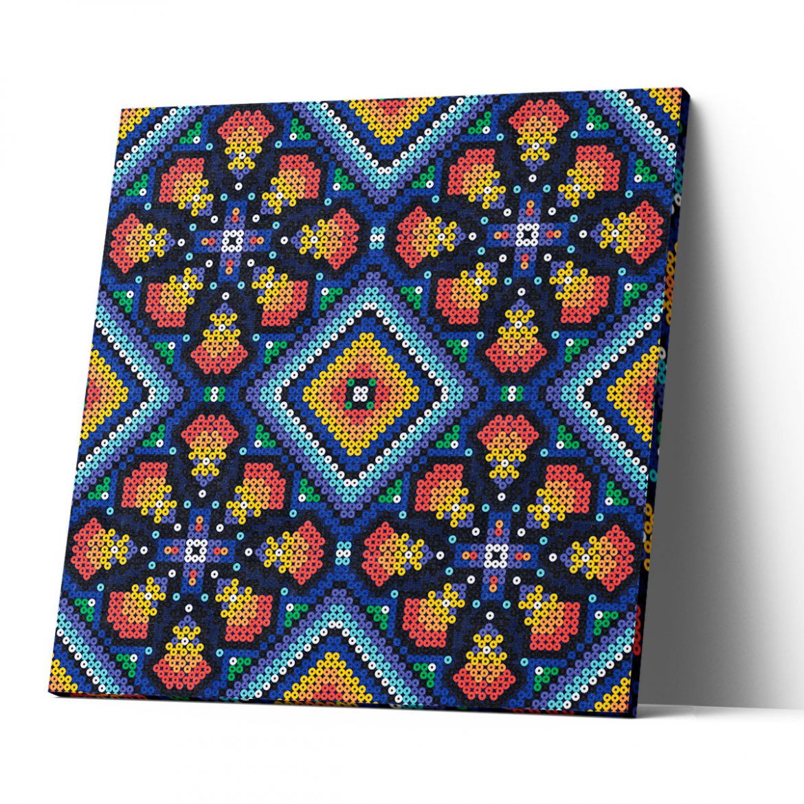 Cuadro Canvas Estilo Huichol Rombos