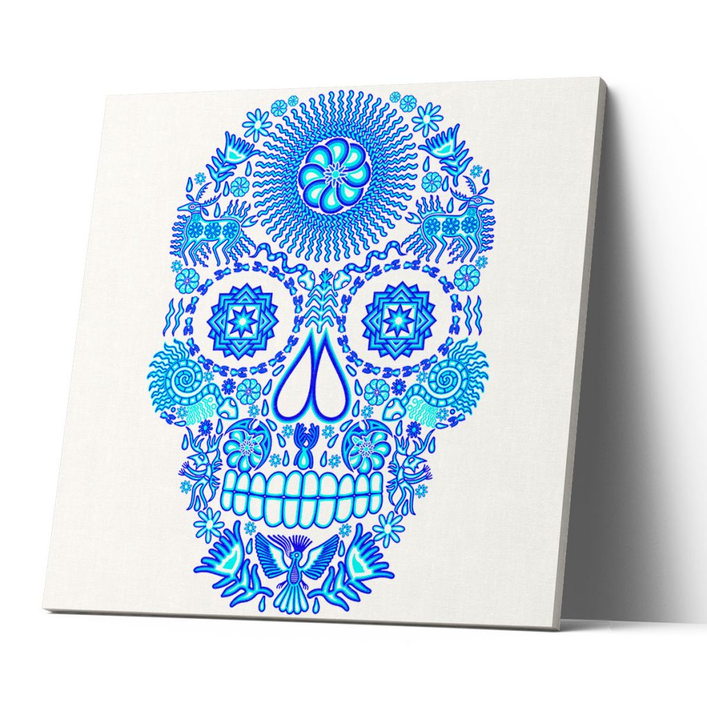 Cuadro Canvas Calavera Tribal Azul