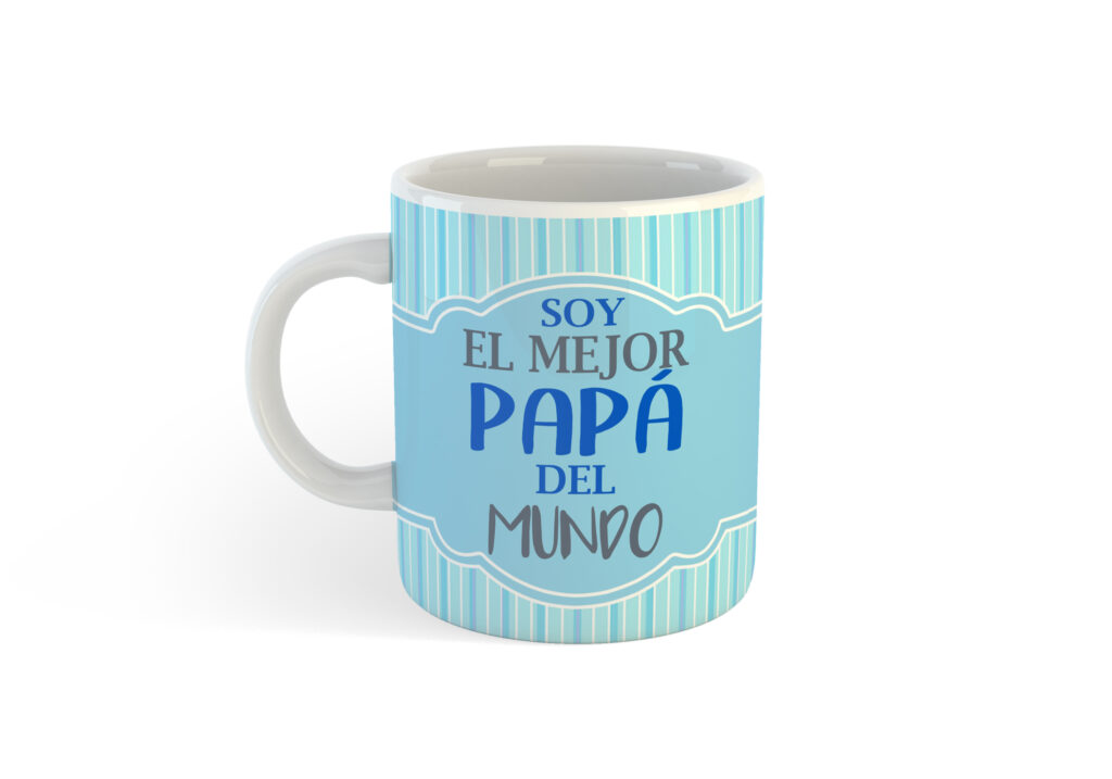 Taza Sublimada Dia Del Padre Azul Rayas Soy El Mejor Papa Del Mundo
