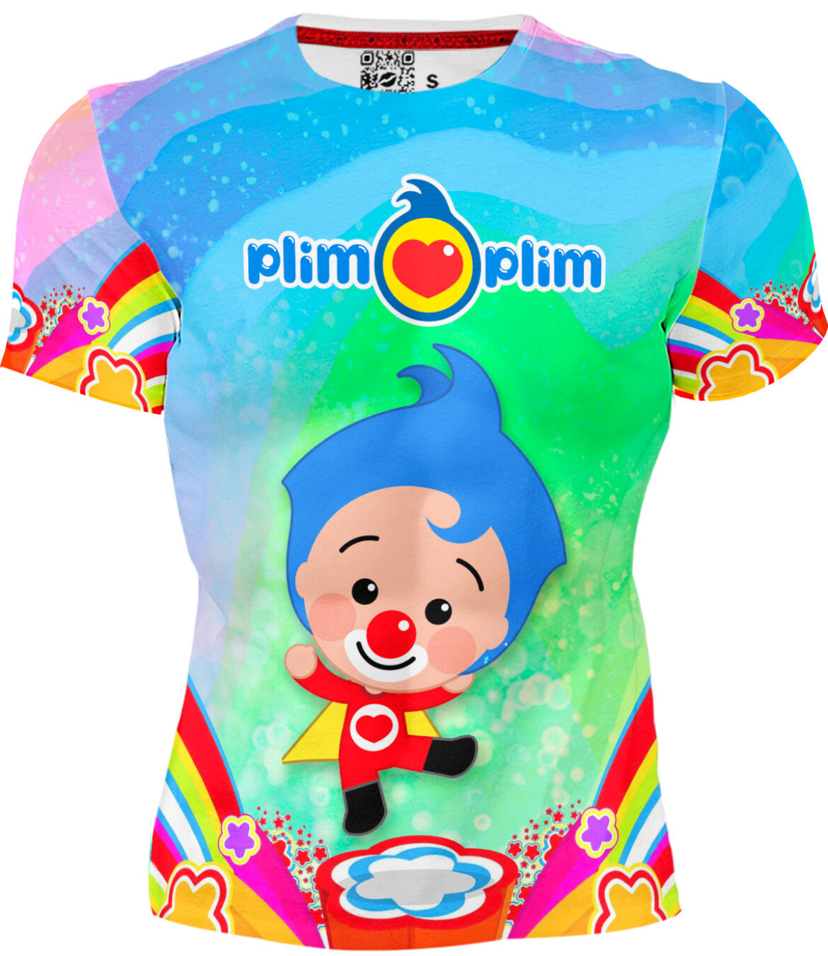 Playera Sublimada Full Print Payasito Plim Arcoíris Colores