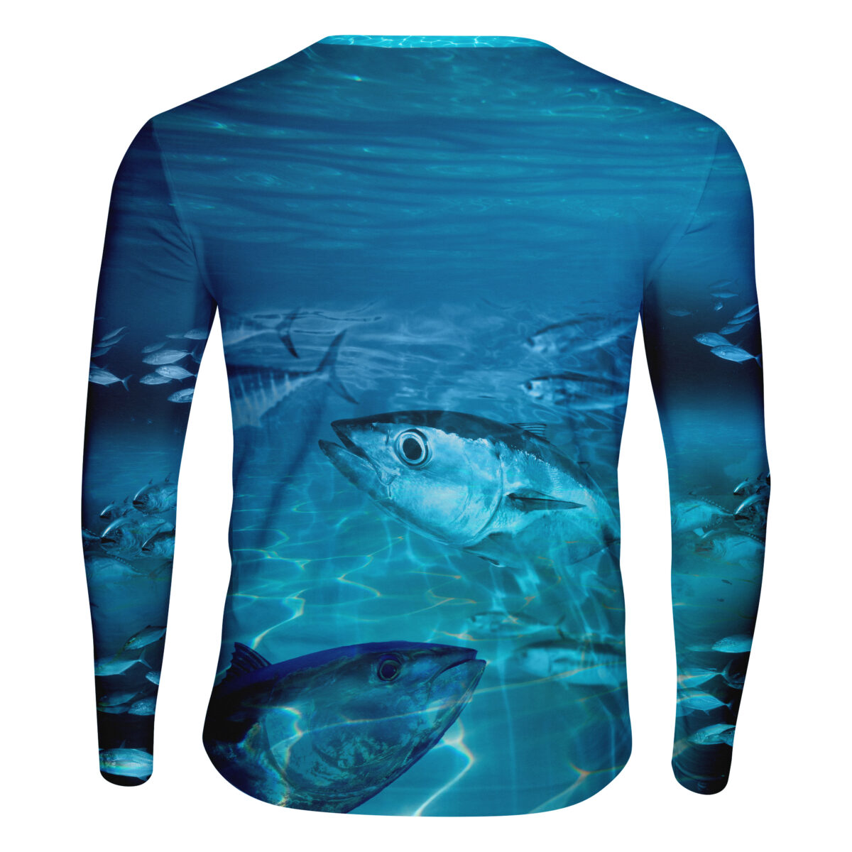 Playera Jersey Pesca M Larga Peces Tuna Mar Agua Azul