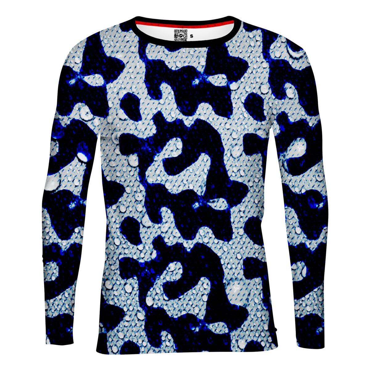 Playera Manga Larga Mojada Manchas Azules Gotas De Agua
