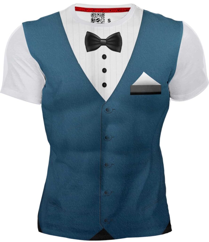 Playera Full Print Caballero Traje Elegante Azul