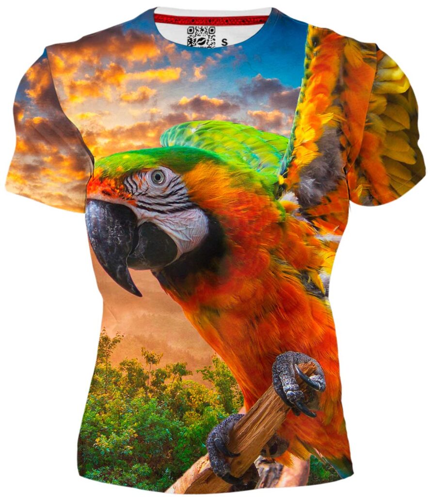Playera Full Print Sublimada Caballero Guacamaya Colores