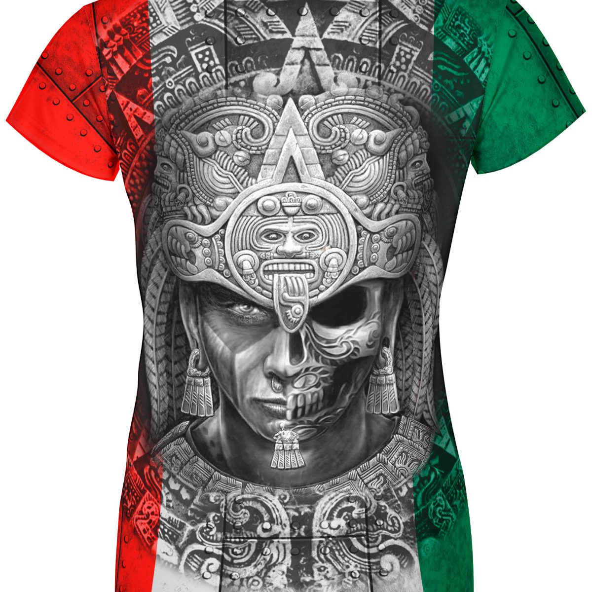 Playera Full Print Dama Azteca Bandera México 030