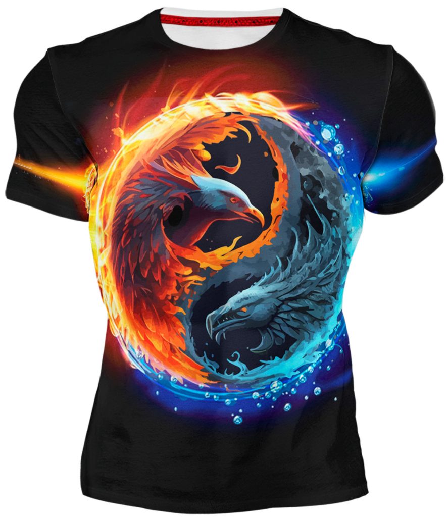 Playera Caballero Manga Corta Ying Yang Fénix C0030