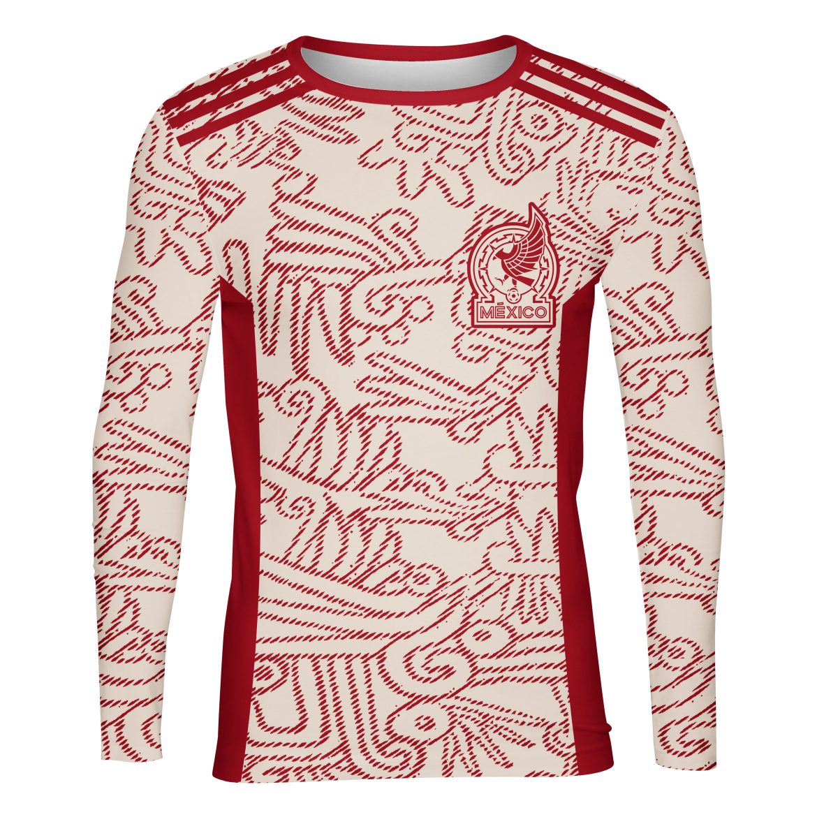Playera Caballero Manga Larga Qatar 22 Rojo Equipo Futbol Prehispánico
