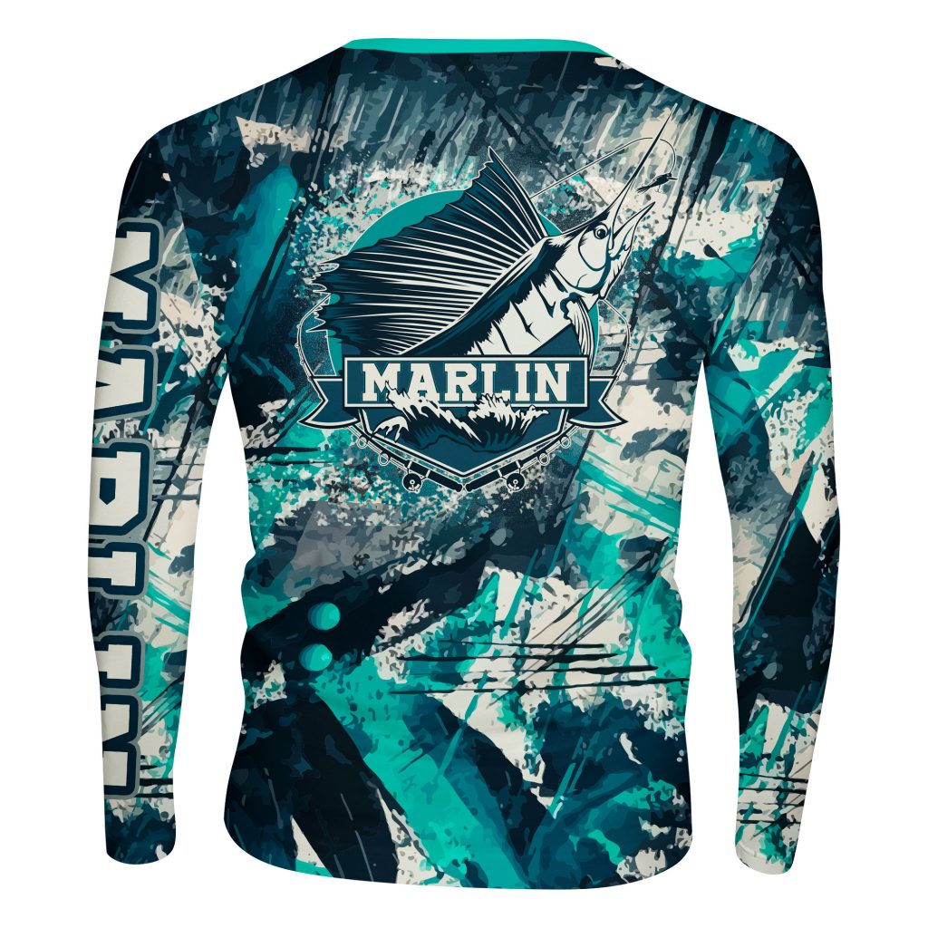 Playera Caballero Manga Larga Pez Marlín Fishing Turquesa A0019