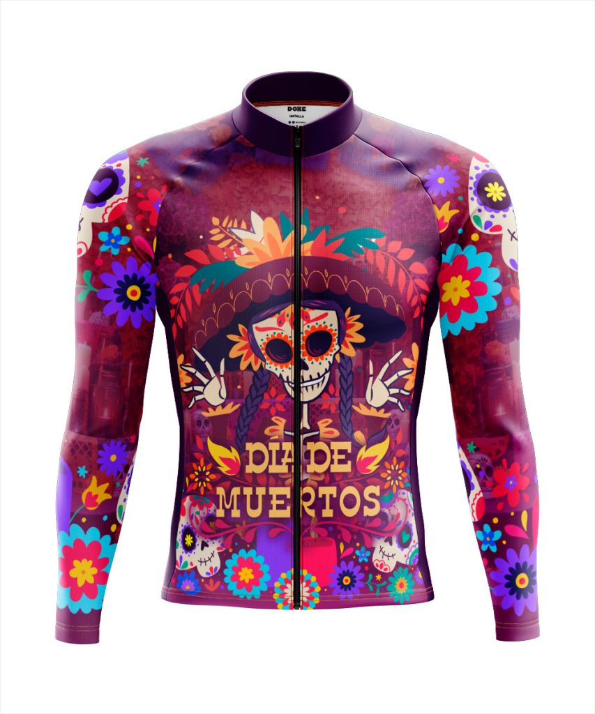 Jersey Ciclismo Manga Larga Maillot Mtb Catrina con Trenzas Día de Muertos Altar A0067